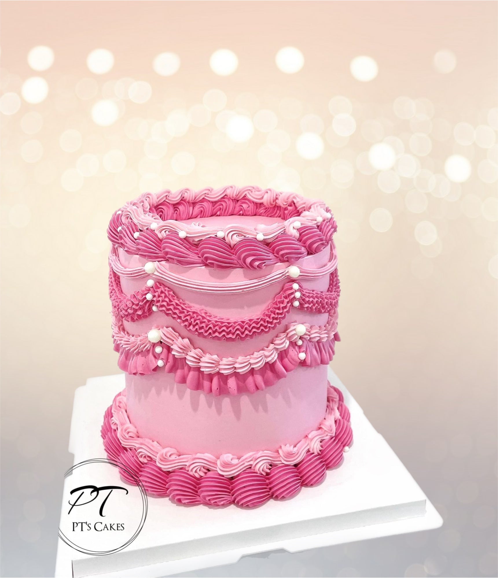 Pink Round Vintage Cake Sydney – PT'S CAKES