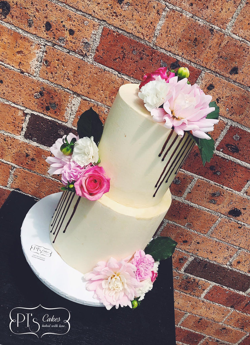 2 tier tall wedding cake – PT'S CAKES